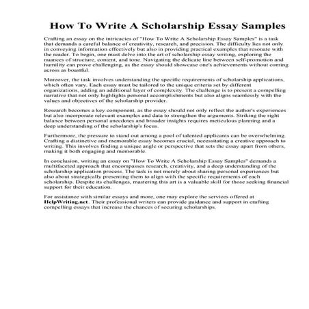 How To Write A Scholarship Essay Samples | PDF | Business and Finance