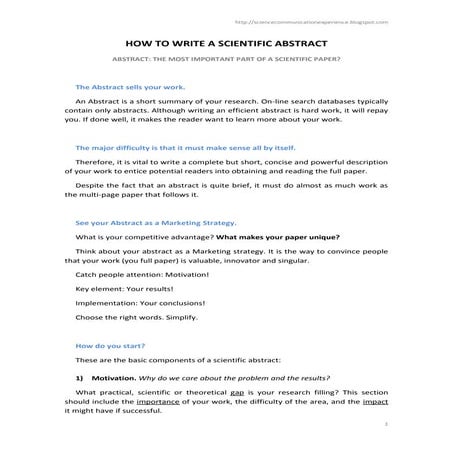 How to write a scientific abstract | PDF