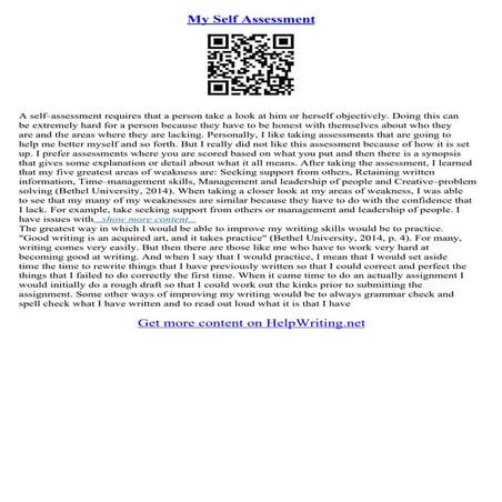 Self Evaluation Paper