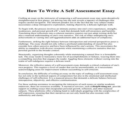 How To Write A Self Assessment Essay.pdf
