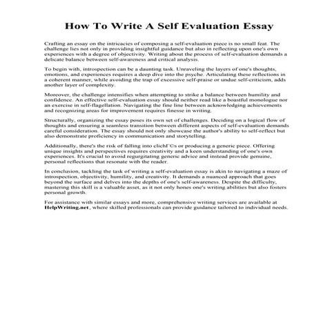 How To Write A Self Evaluation Essay.pdf | Educational Assessment ...