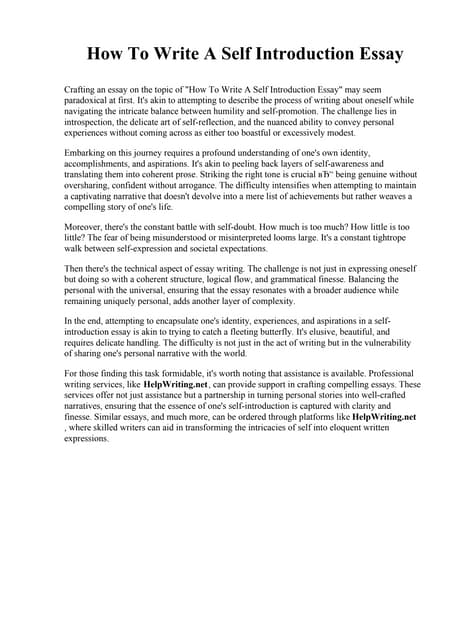 Sample Essay About Myself. Reedley College | PDF