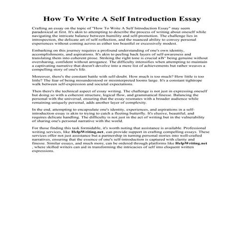 How To Write A Self Introduction Essay | PDF | Housing Market | Economy