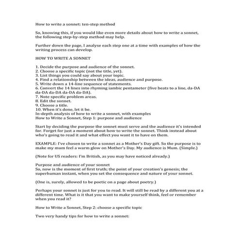 How to write a sonnet | PDF