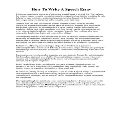 How To Write A Speech Essay. Writing Speeches | PDF | Screenwriting ...