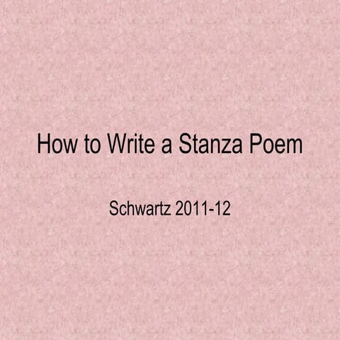 How to write a stanza poem | PPT | Poetry | Books and Literature