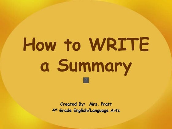 Summary Writing Skills | PDF