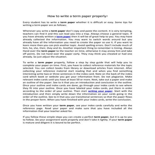 How To Write A Term Paper Properly | DOC