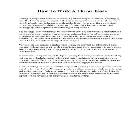 How To Write A Theme Essay. St. Thomas Aquinas College | PDF | Homework ...