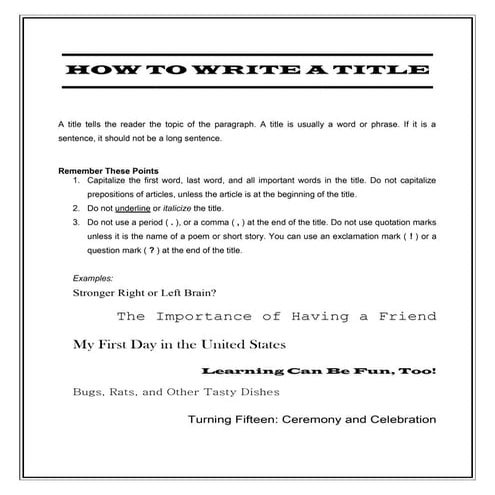 How to Write a Title | PDF