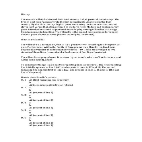 How to write a villanelle | PDF