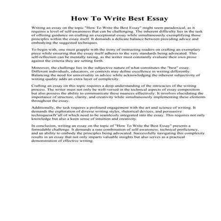 How To Write Best Essay. Essay Writing Examples - 21 Samples in PDF DOC ...