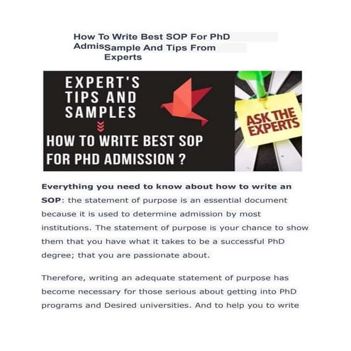 How To Write Best SOP For PhD Admission_ Sample And Tips From Experts ...