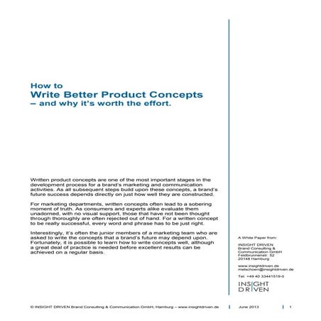 How to write better product concepts White Paper - Insight Driven ...
