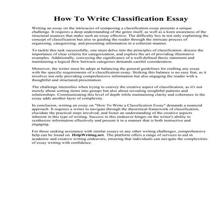 How To Write Classification Essay | PDF