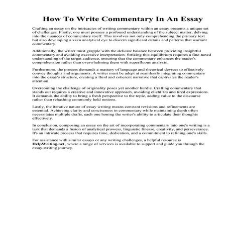 How To Write Commentary In An Essay.pdf