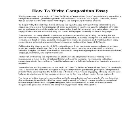How To Write Composition Essay. Essay Writing Examples - 21 Samples in ...