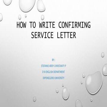 How to write confirming service letter | PPTX