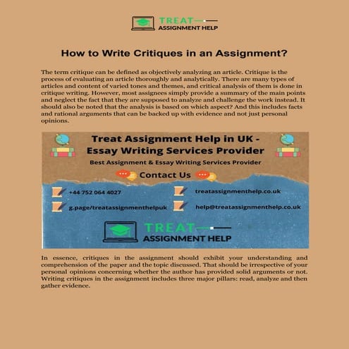 How to write critiques in an assignment | PDF