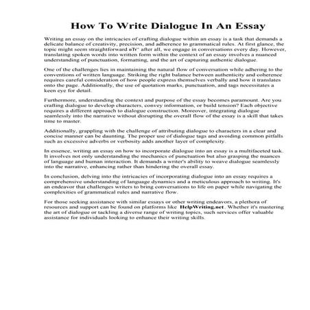 How To Write Dialogue In An Essay.pdf