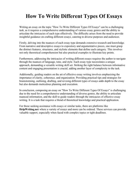 Types Of Writing Styles For Essays. Chesapeake College | PDF