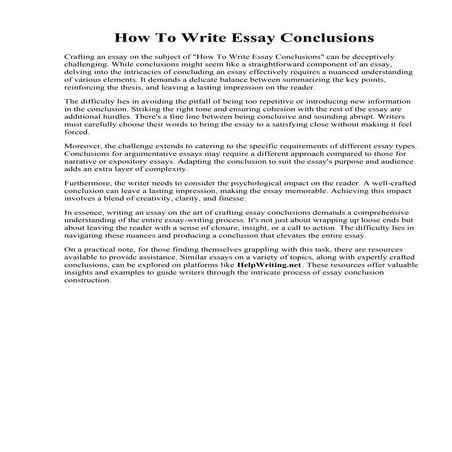 How To Write Essay Conclusions. How to Write a Conclusion: A Single ...