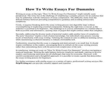 How To Write Essays For Dummies. Informative Writing through For Dummies How-To Books - Hello ...