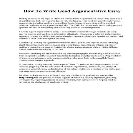 A Good Argumentative Essay | PDF