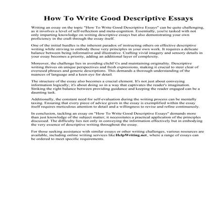 How To Write Good Descriptive Essays.pdfHow To Write Good Descriptive ...