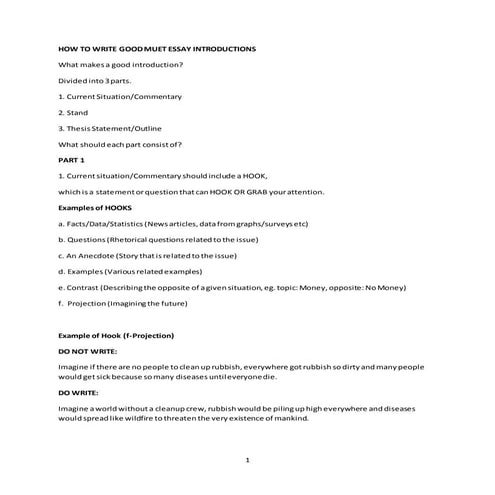 How to write good muet essay introductions | DOCX