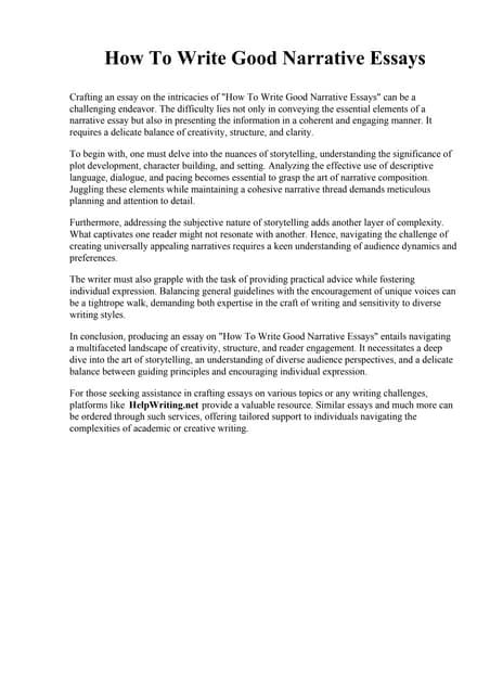 Narrative Essay Tips | PDF
