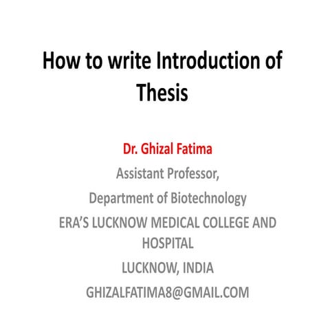 How to write introduction of thesis | PPT