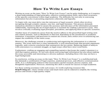 How To Write Law Essays. Examples of legal writing : Law School : The ...