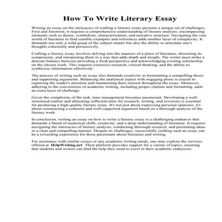 How To Write Literary Essay | PDF