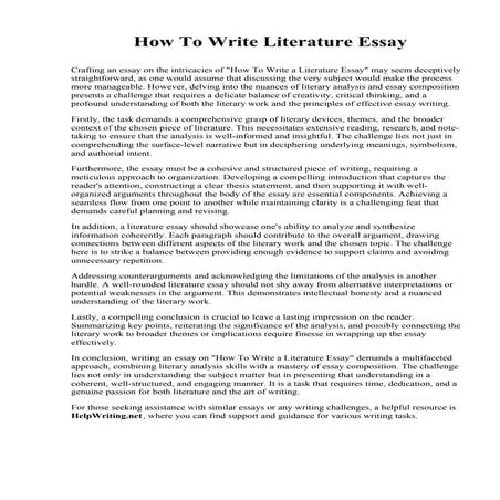 How To Write Literature Essay | PDF