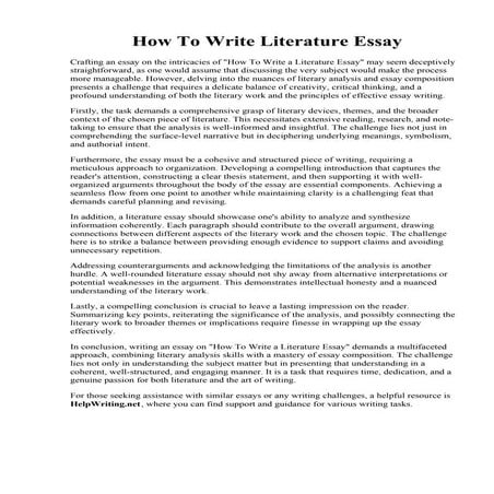 How To Write Literature Essay | PDF