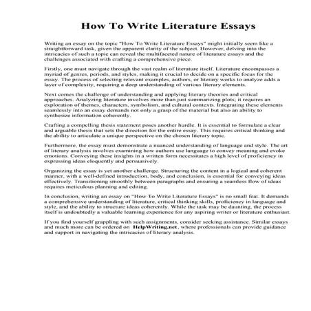 How To Write Literature Essay | PDF