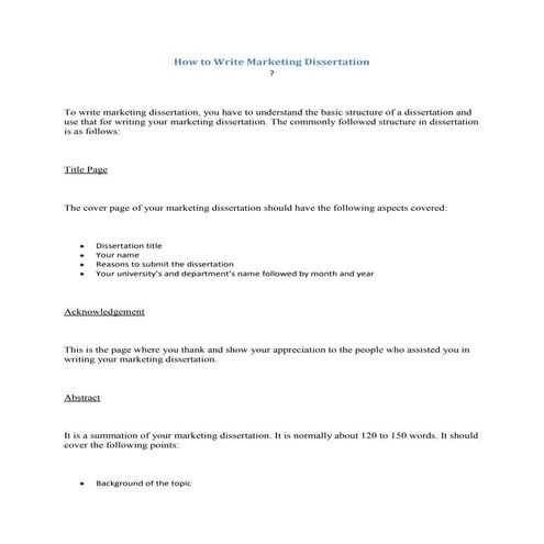 How to write marketing dissertation | DOCX