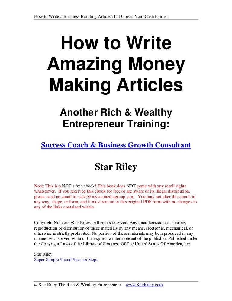 How To Write Money Making Articles That Grow Your Business How To Write Money Making Articles That Grow Your Business