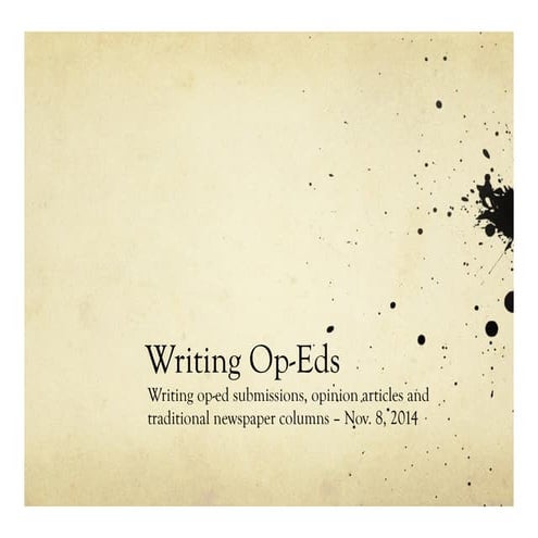 How to write Op Eds, By David Climenhaga | PDF