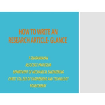 how to write research article IN ENGG APP | PPTX