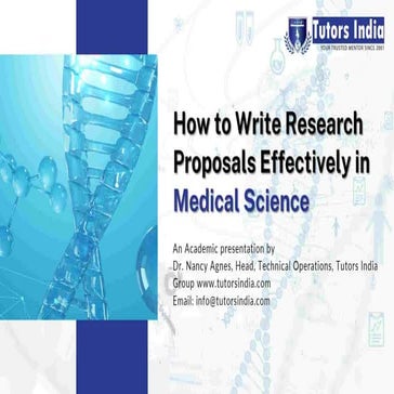 Writing A Research Proposals Effectively in Medical Science – Tutors ...