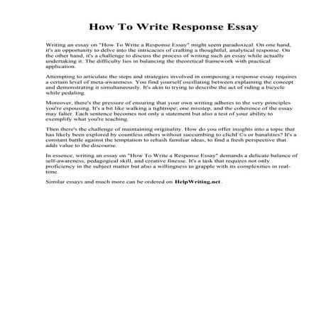 How To Write Response Essay. Washington State Community College | PDF