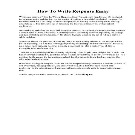 How To Write Response Essay Pdf