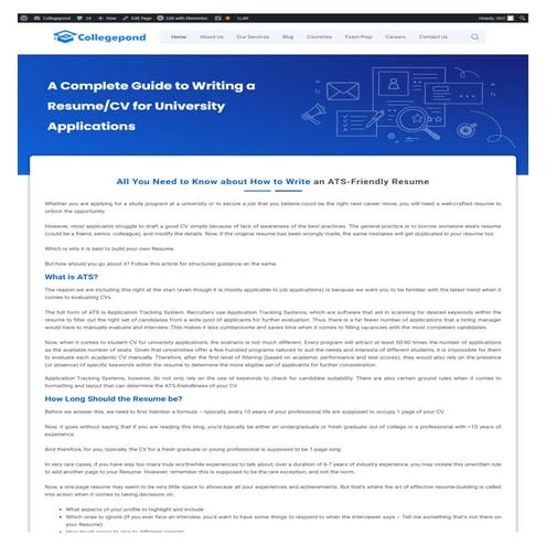 How To Write Resume For University Applications - Collegepond | PDF