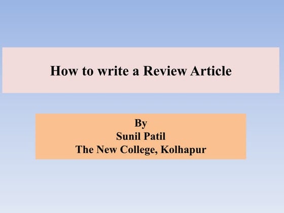 How to write a review article | PPTX