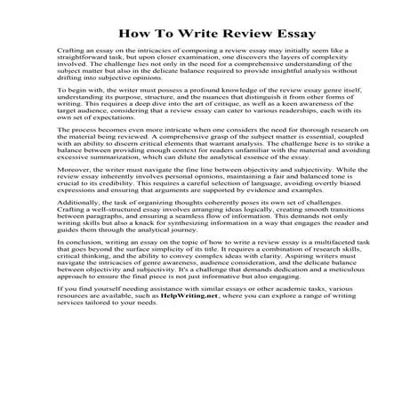 How To Write Review Essay | PDF