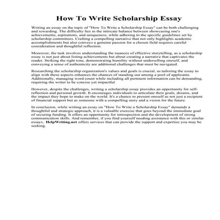 How To Write Scholarship Essay | PDF