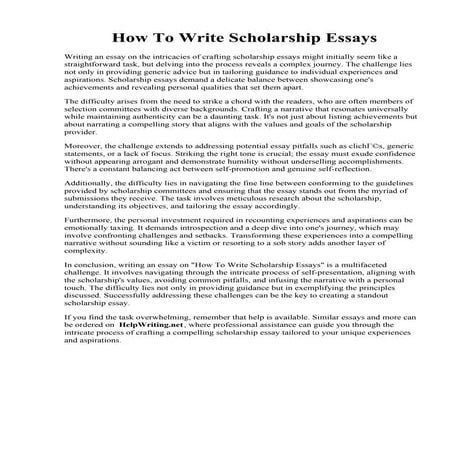 How To Write Scholarship Essays | PDF