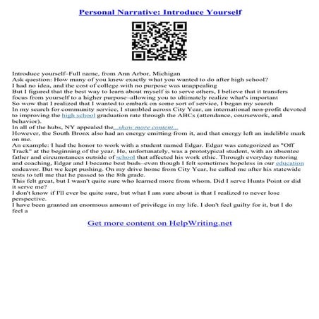 How To Write Self Introduction Essay | PDF